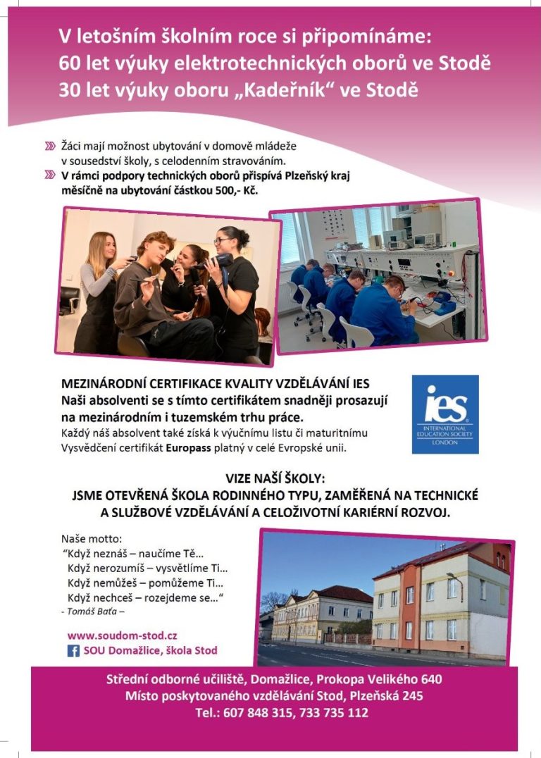 Vzdělávací nabídka - STOD | Střední odborné učiliště Domažlice